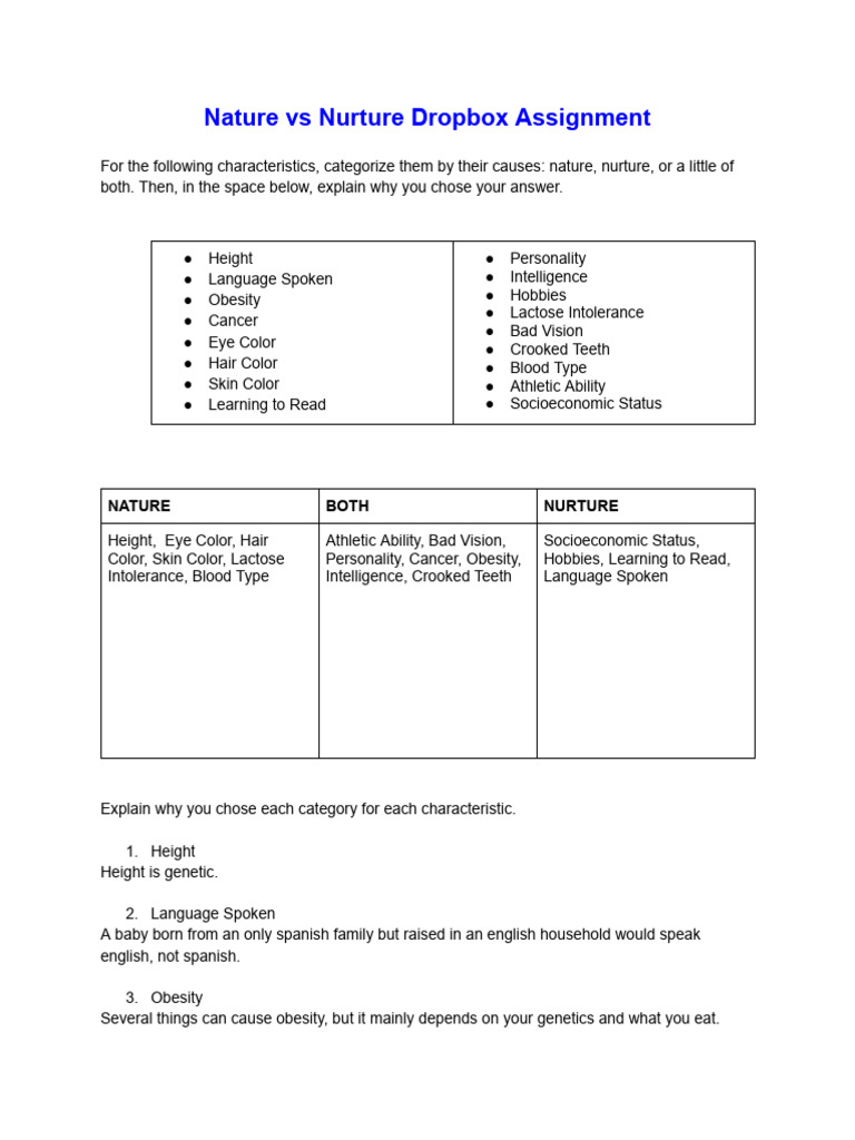 Unit 2 Nature vs Nurture Dropbox | PDF | Nature Versus Nurture | Psychology