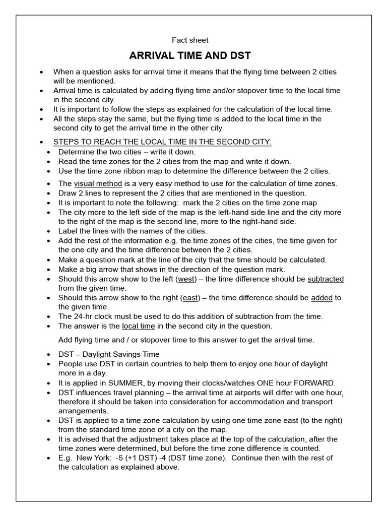 Arrival Time Calculation in Tourism | PDF | Daylight Saving Time ...