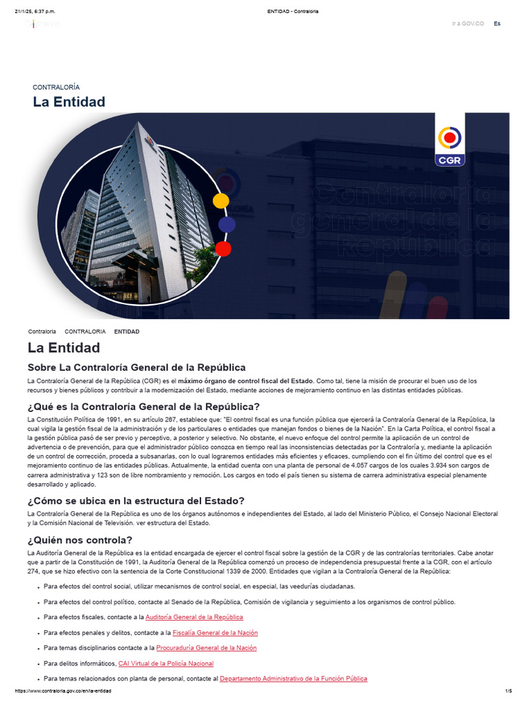 ENTIDAD CGR | PDF | Gobierno