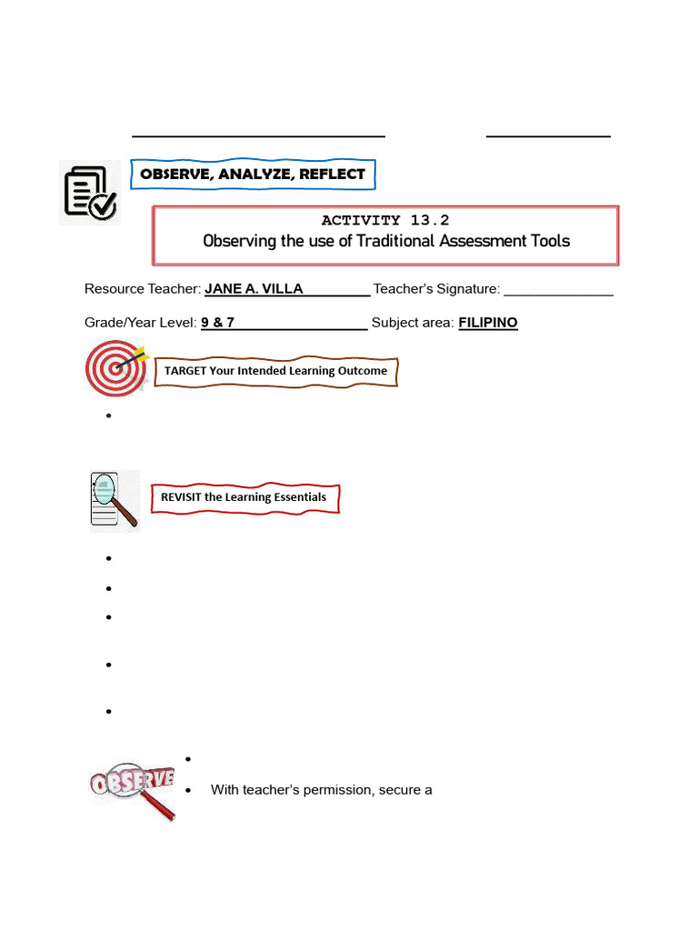 ACTIVITY 13.2 - FS 1 | PDF | Educational Assessment | Multiple Choice