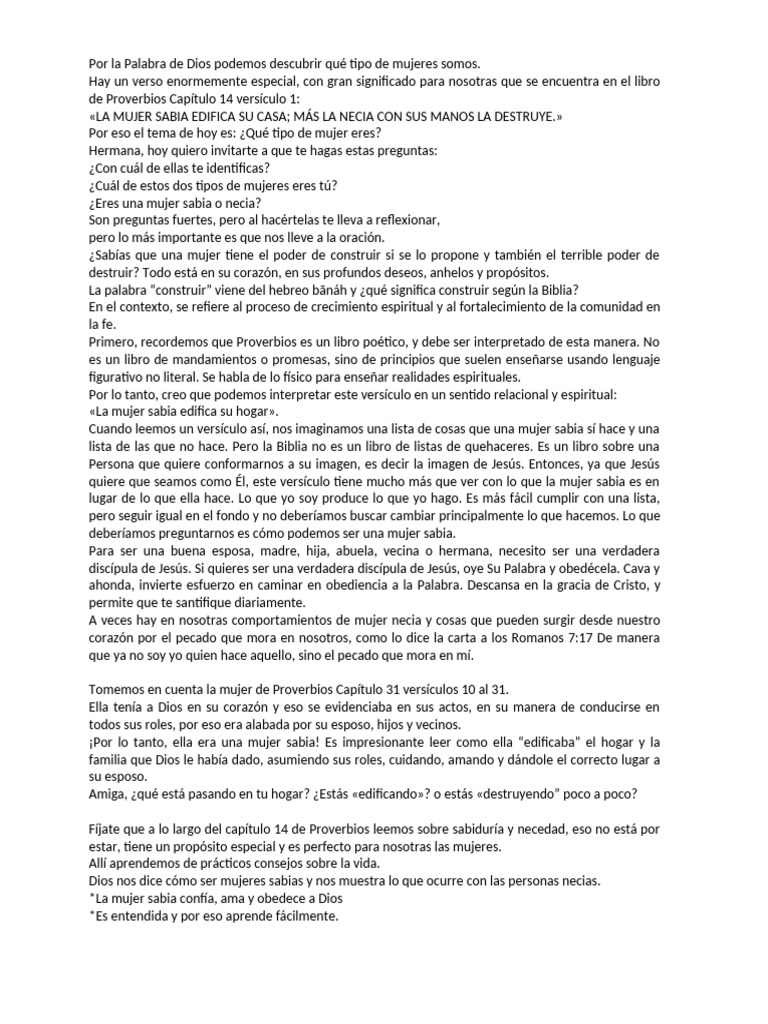 Que Tipo de Mujer Eres | PDF | Biblia | Libro de proverbios