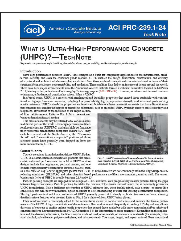 PRC-239,1-24 What Is Ultra-High-Performance Concrete (UHPC) TechNote1 | PDF