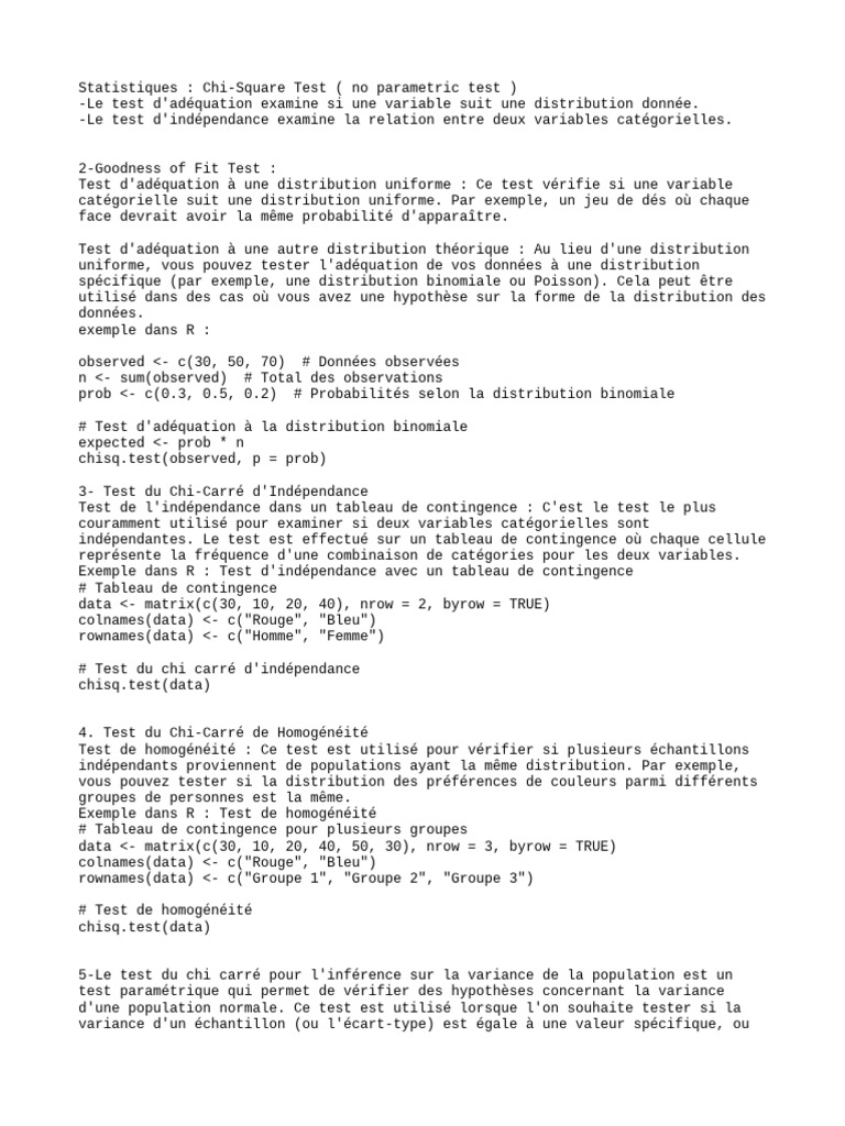 Tests du Chi-Carré en Statistiques | PDF | Loi de probabilité | Probabilité