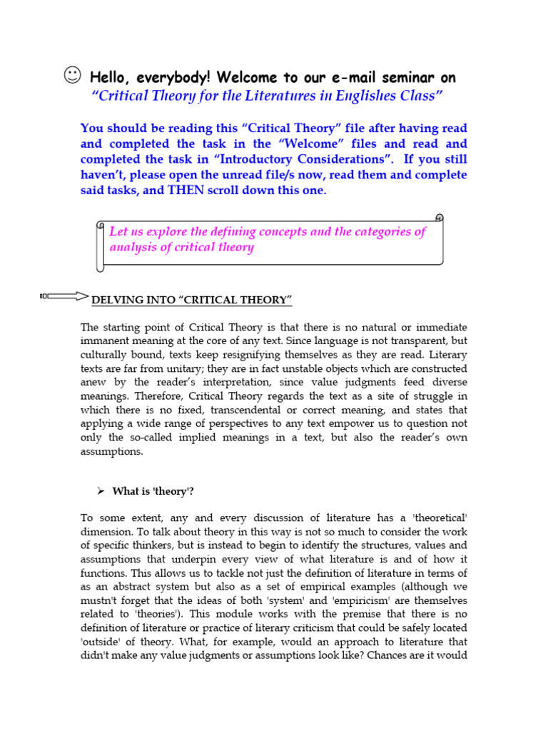 Understanding Critical Theory in Literature | PDF | Deconstruction ...