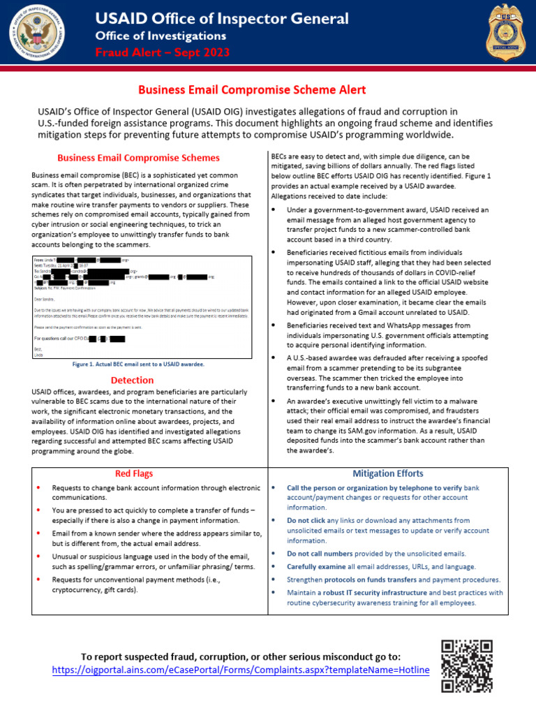 Fraud Alert - Business Email Compromise Scheme | PDF | Fraud | Deception