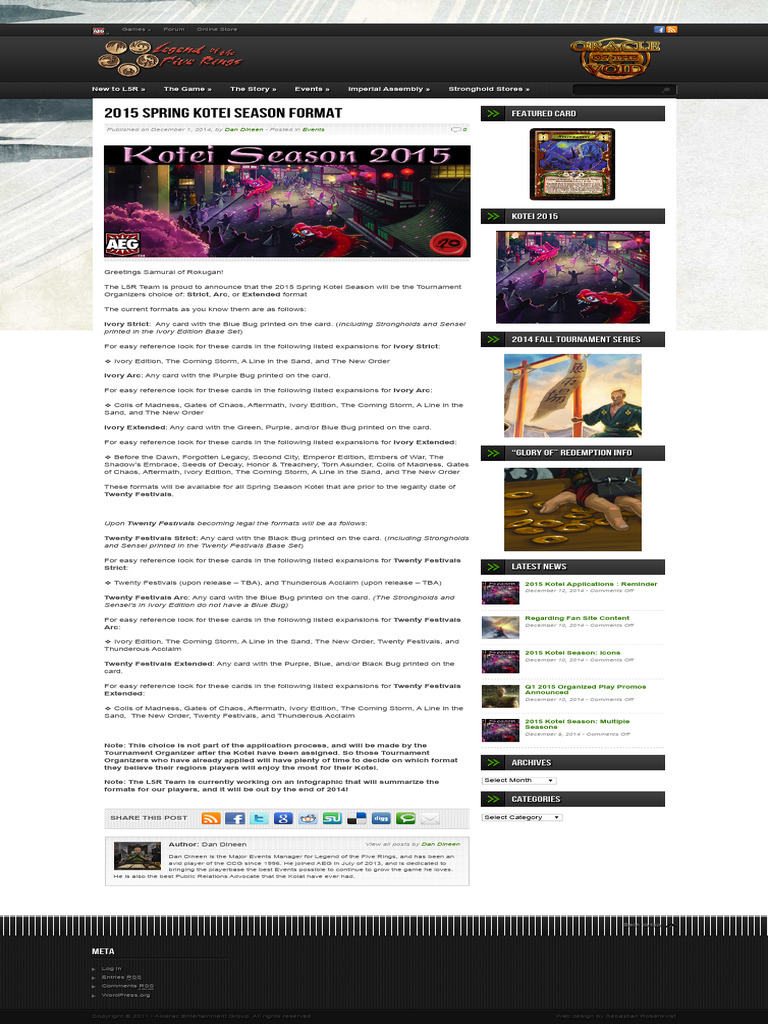 2015 Spring Kotei Season Format | PDF | Gaming | Tabletop Games