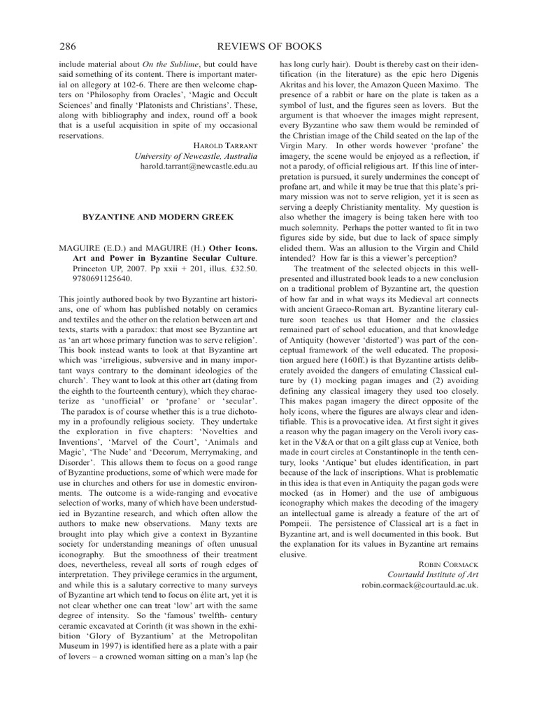 Byzantine Art: Secular and Profane | PDF