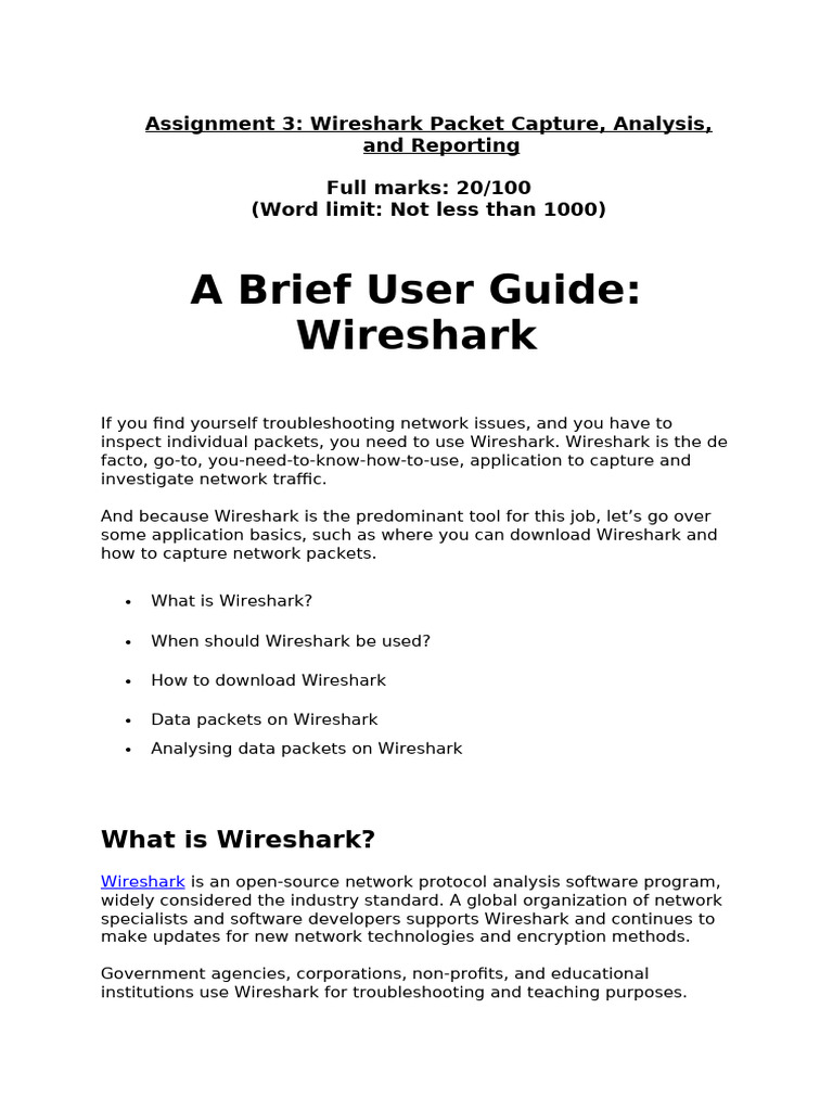 Wireshark Packet Capture Assignment Guide | PDF | Computer Network ...