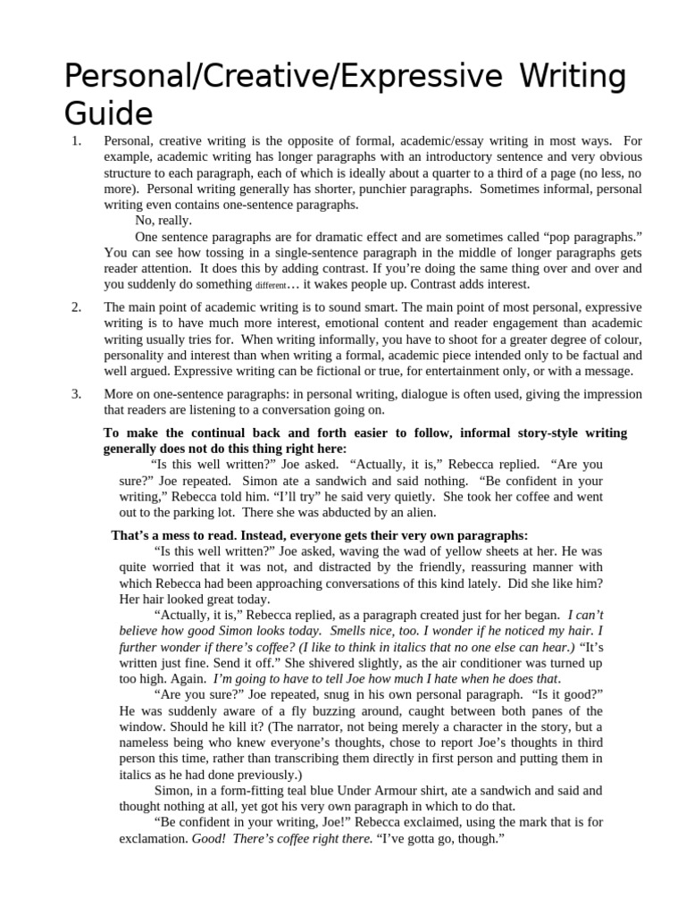 Personal Writing Guide | PDF | Linguistics | Grammar