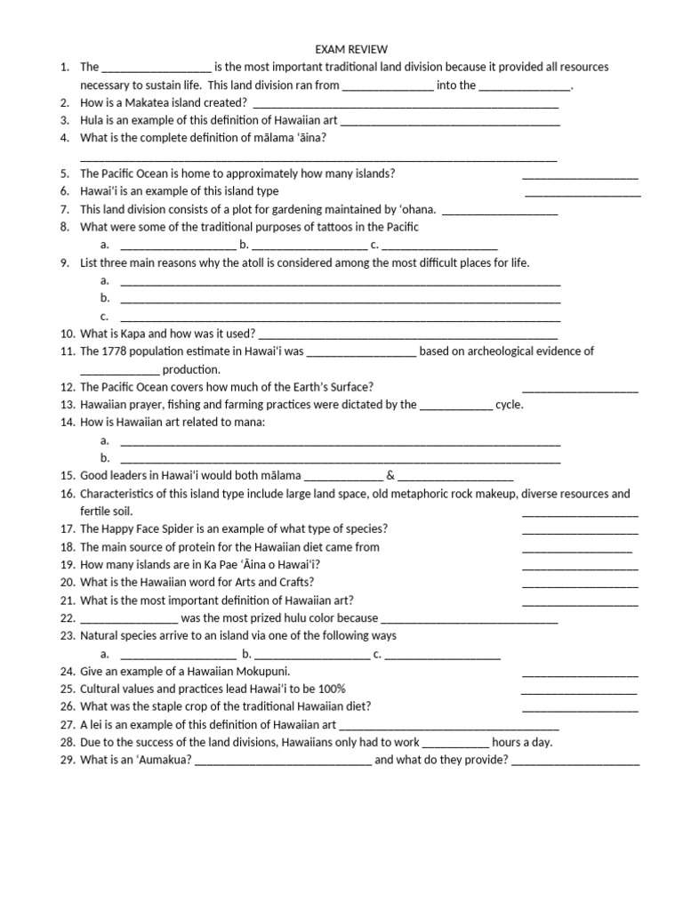 Exam 2 Review Sheet | PDF | Hawaii | Earth Sciences