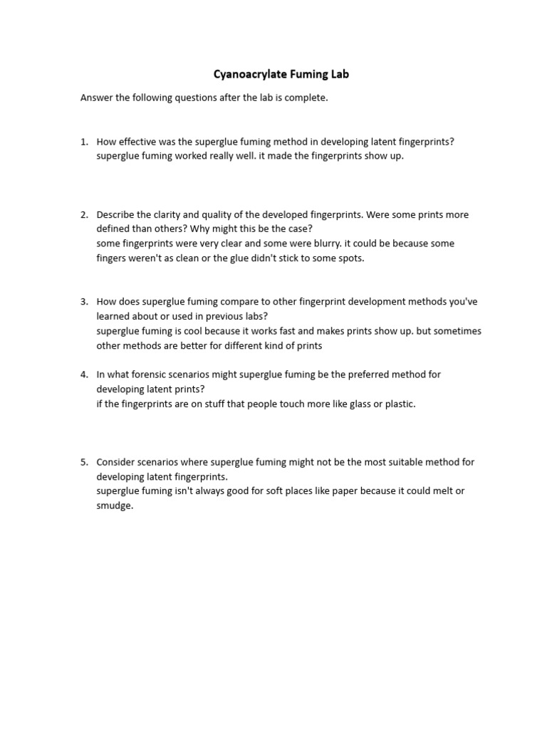 Forensic Fingerprint Fuming Lab | PDF