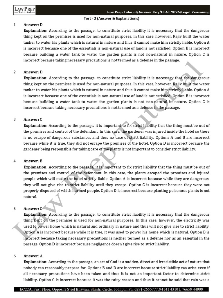 Tort_test_2_-_AK | PDF | Legal Liability | Strict Liability