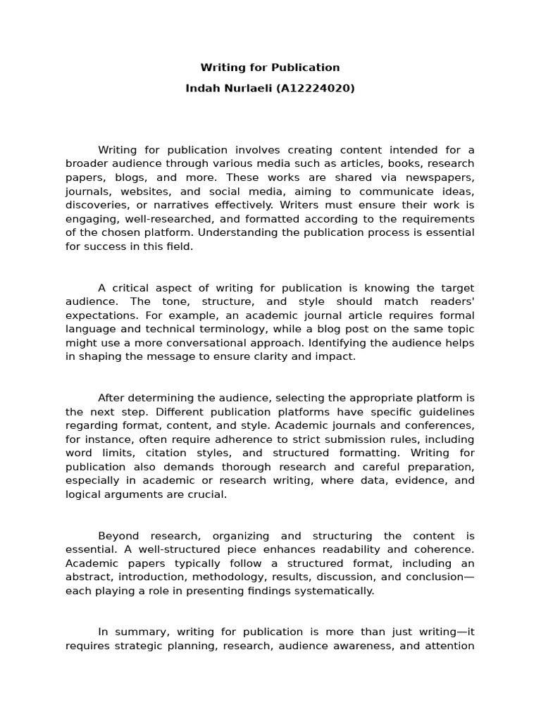 Indah Nurlaeli-A12224020-Elaboration Task of Writing For Publication | PDF