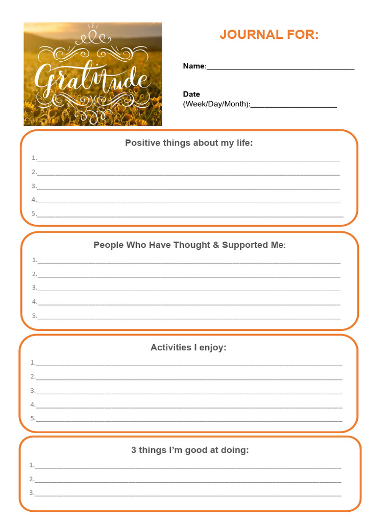 Gratitude Worksheet - Own | PDF | Gratitude | Cognition