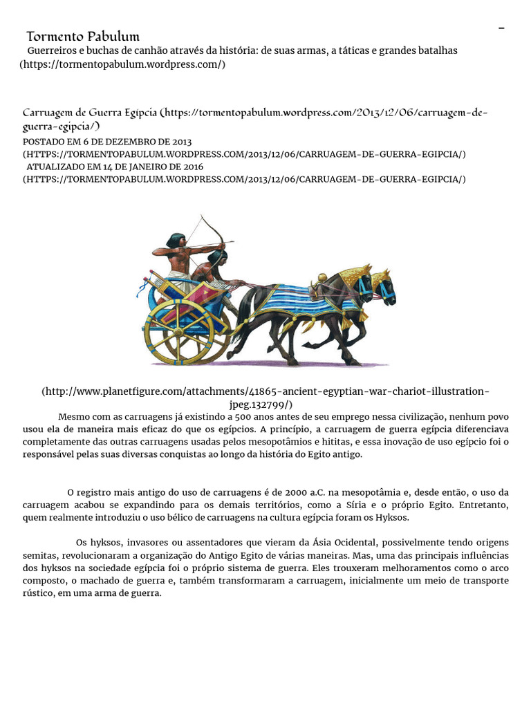Carruagem de Guerra Egípcia « Tormento Pabulum | PDF | Antigo Egito | Mesopotâmia