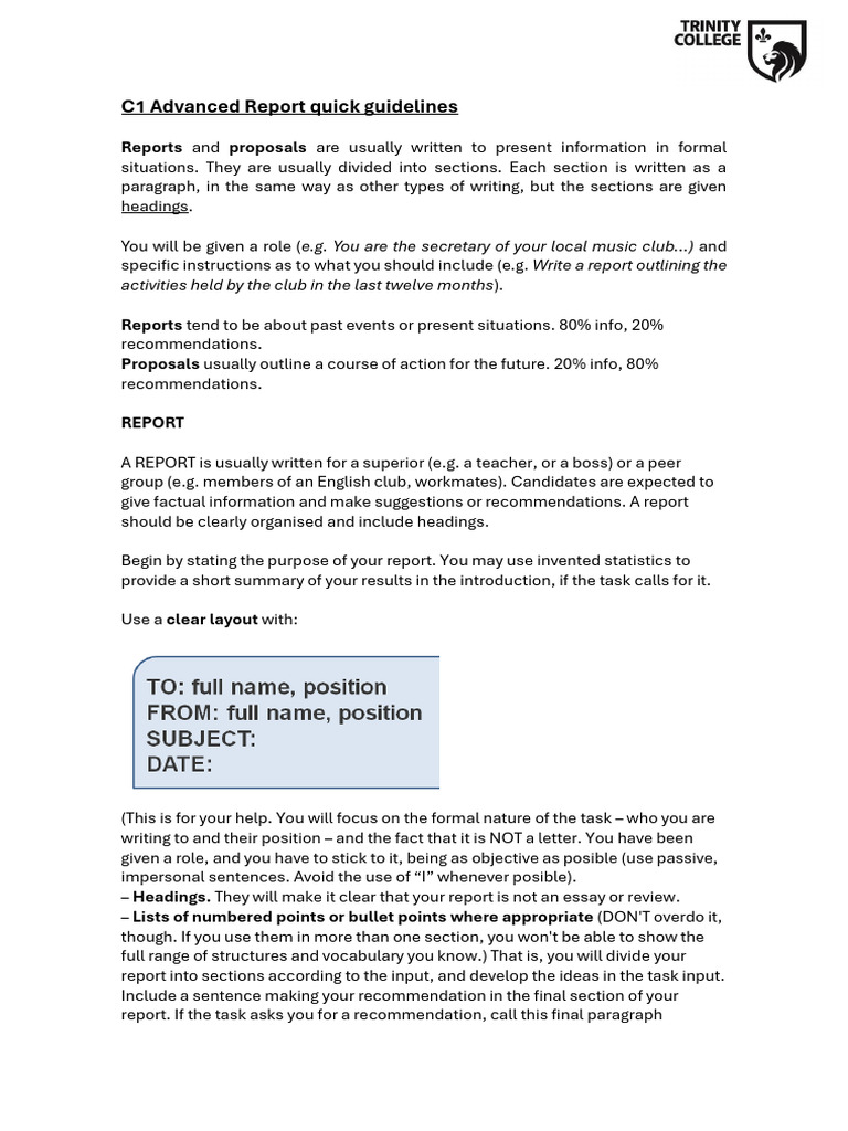 C1 Advanced reports and proposals. Quick guide. | PDF