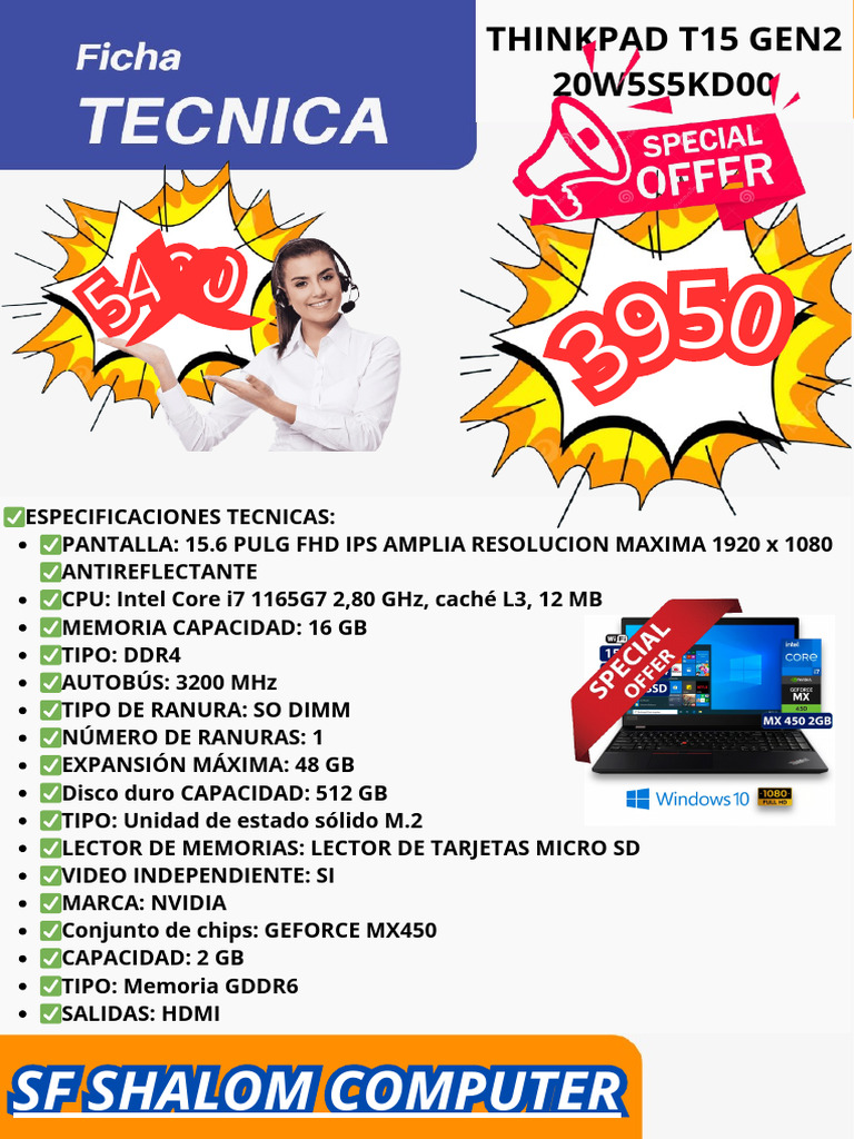 ThinkPad T15 Gen2: i7, 16GB, SSD 512GB | PDF
