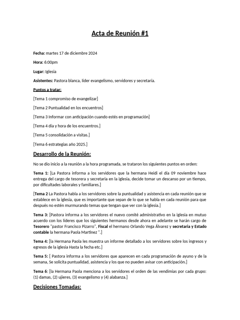 Acta de Reunión | PDF