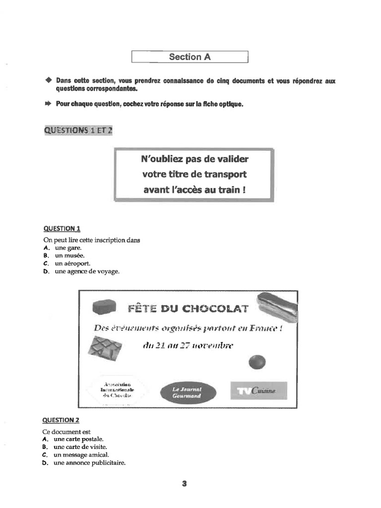 01 TEF Reading Test | PDF
