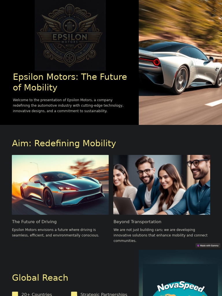 Epsilon Motors The Future of Mobility | PDF | Sustainability | Innovation