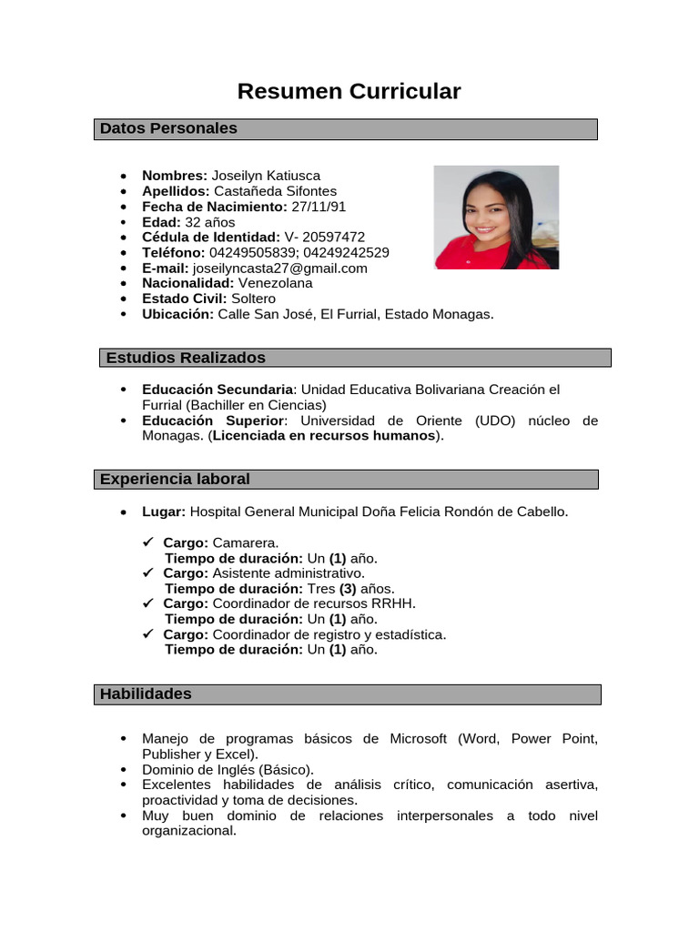 Curriculum Joseilyn Castañeda | PDF
