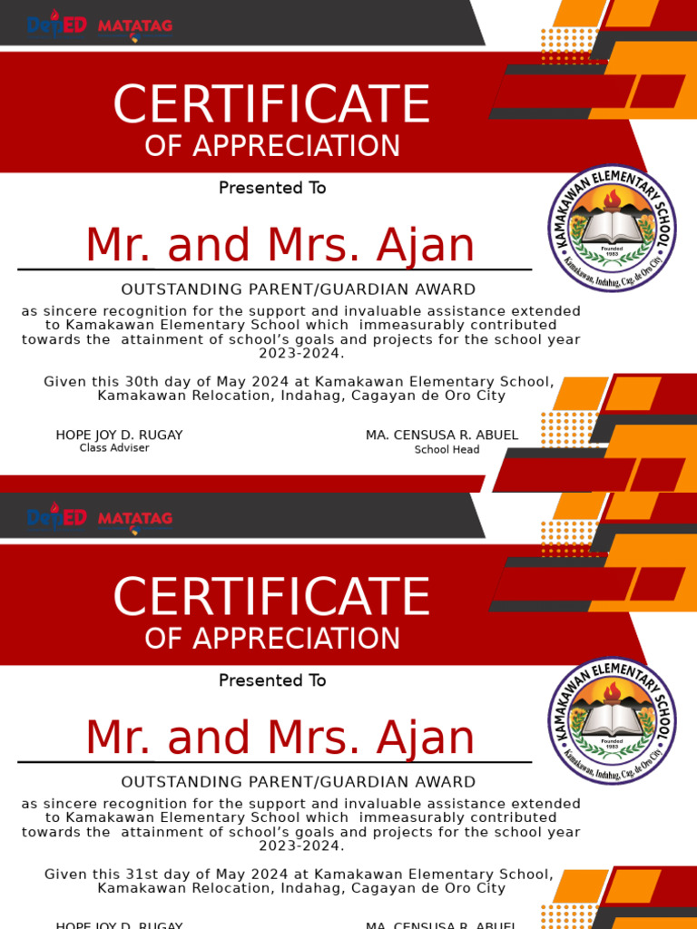 For Parents Certificate | PDF