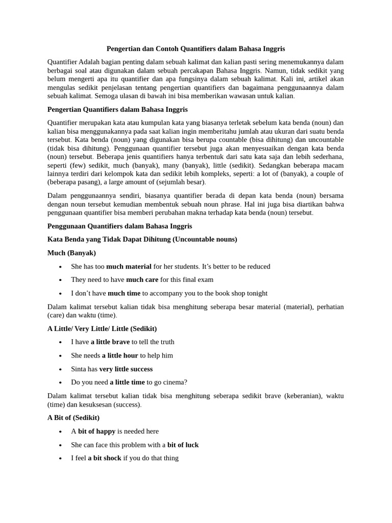Tugas 4 Pengertian Dan Contoh Quantifiers Dalam Bahasa Inggris Kelas 8 ...