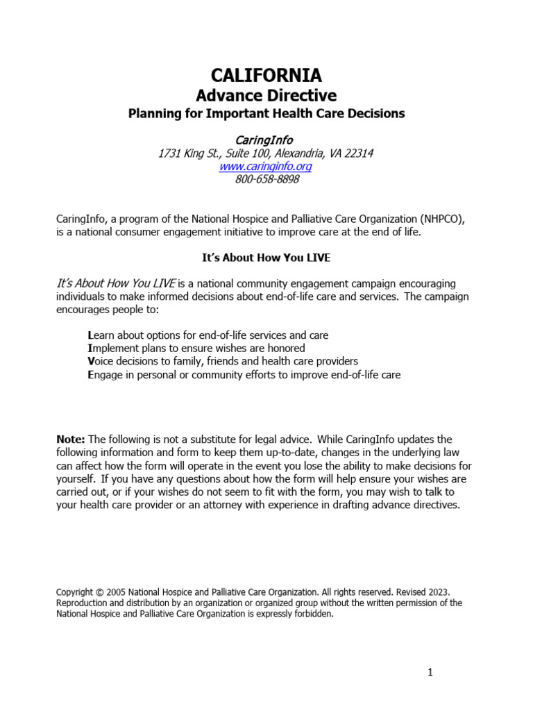 California Medical Directive | PDF | Palliative Care | End Of Life Care