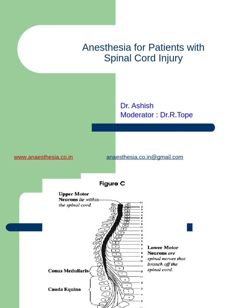 Anesthesia Considerations in A Case For Spinal Cord Injury | PDF ...