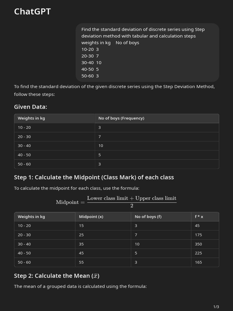10 - STD Step Deviation Method | PDF | Mean | Applied Mathematics