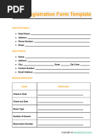 Hotel Guest Registration Form Template | PDF