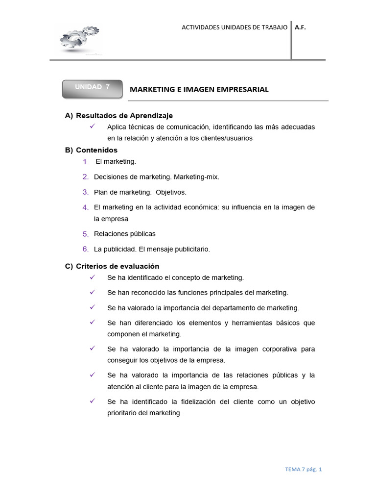 Tema 7 | PDF | Marketing | Publicidad
