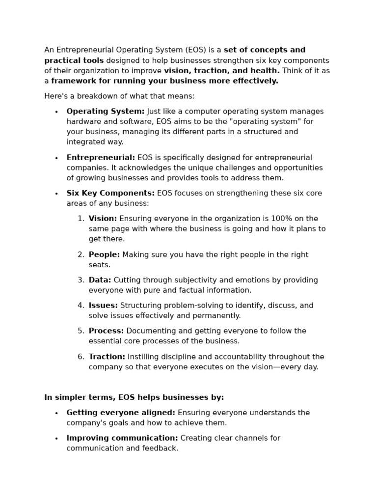 An Entrepreneurial Operating System Review | PDF | Entrepreneurship ...