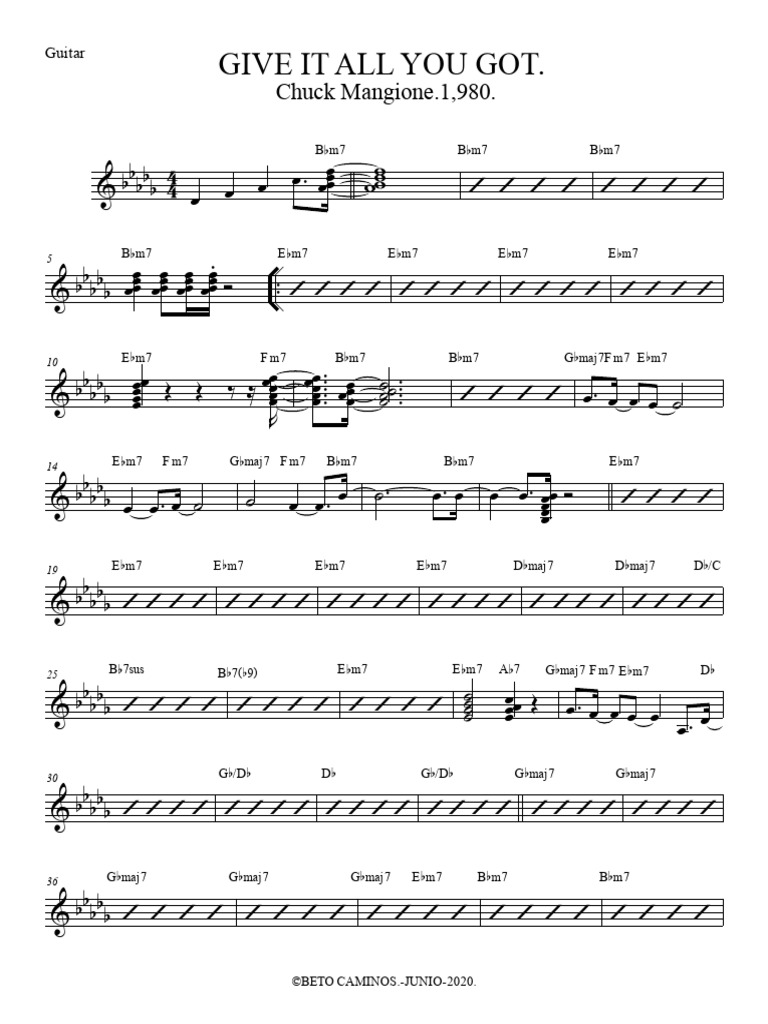 GIVE IT ALL YOU GOT - SCORE CHUCK MANGIONE. - Guitar | PDF