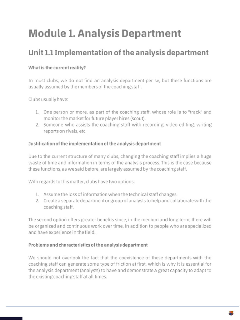 Module 1. Analysis Department 2 | PDF