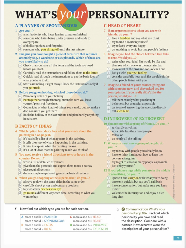C1 - U1A - Page9 - Personality Test | PDF