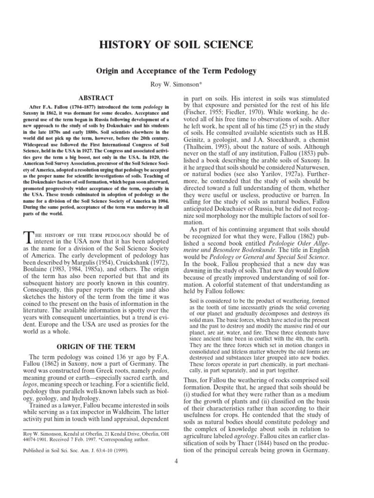 Origin and History of Pedology | PDF | Science | Soil