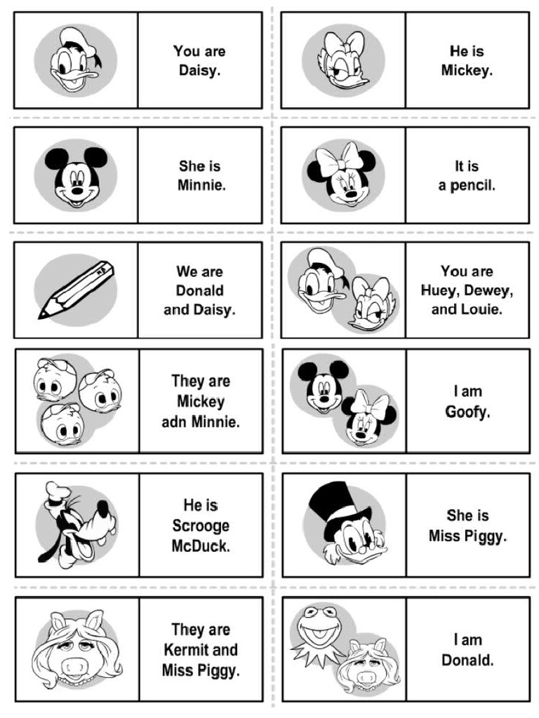 3 Pronouns Domino | PDF