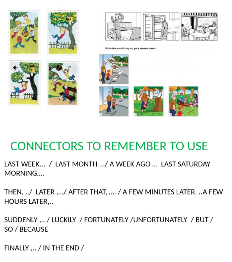 Story Writing Connectors Guide | PDF