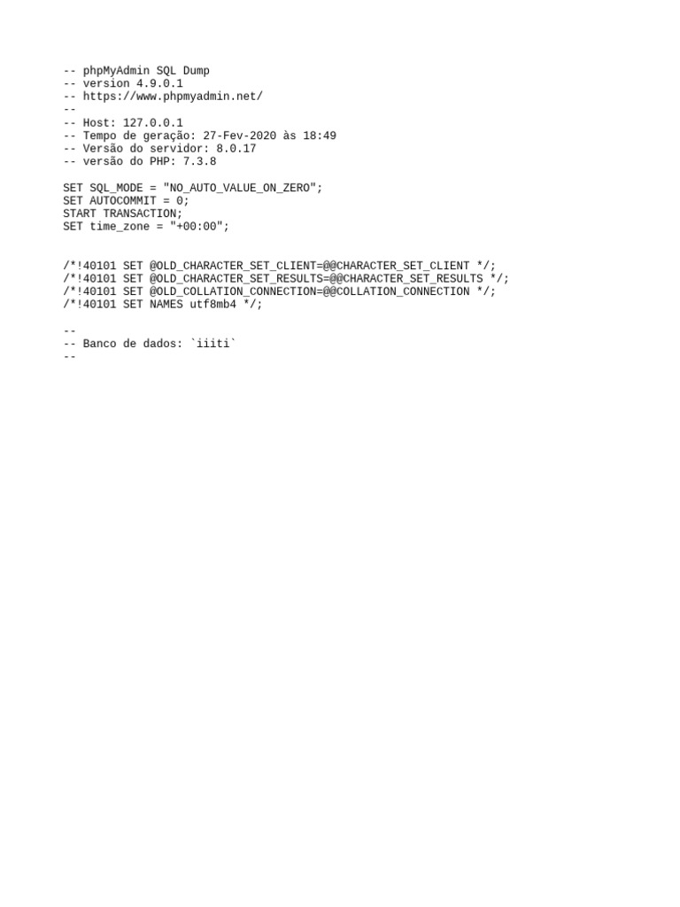 phpMyAdmin SQL Dump for iiiti Database | PDF
