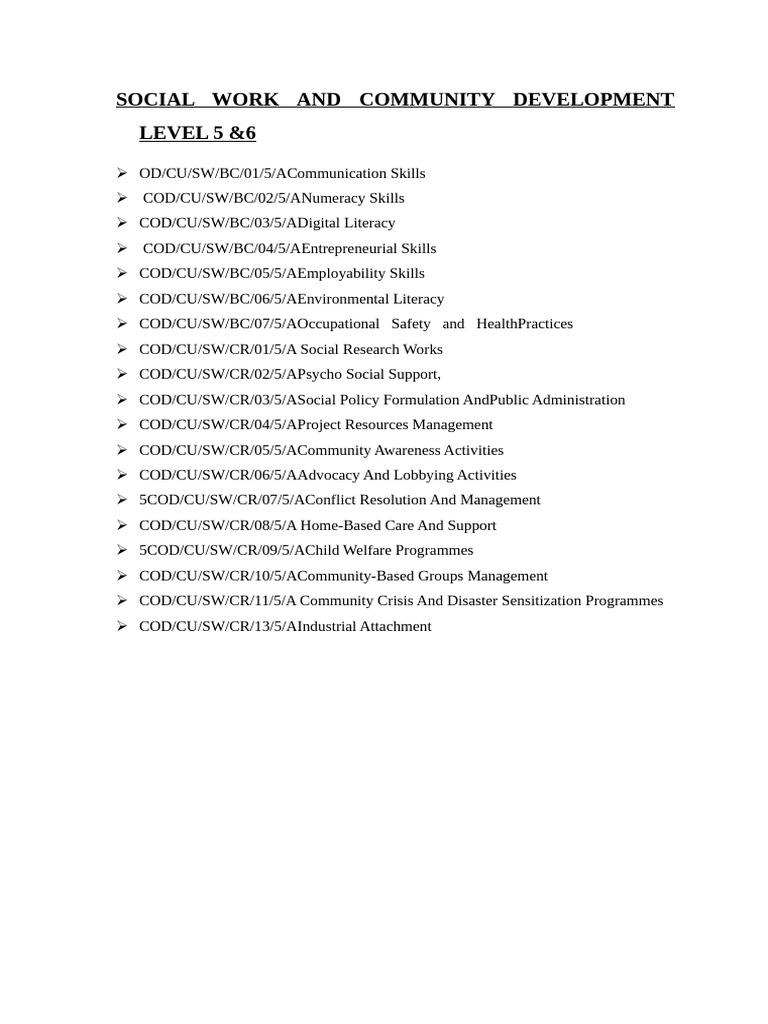 Social Work & Community Development Level 5 | PDF