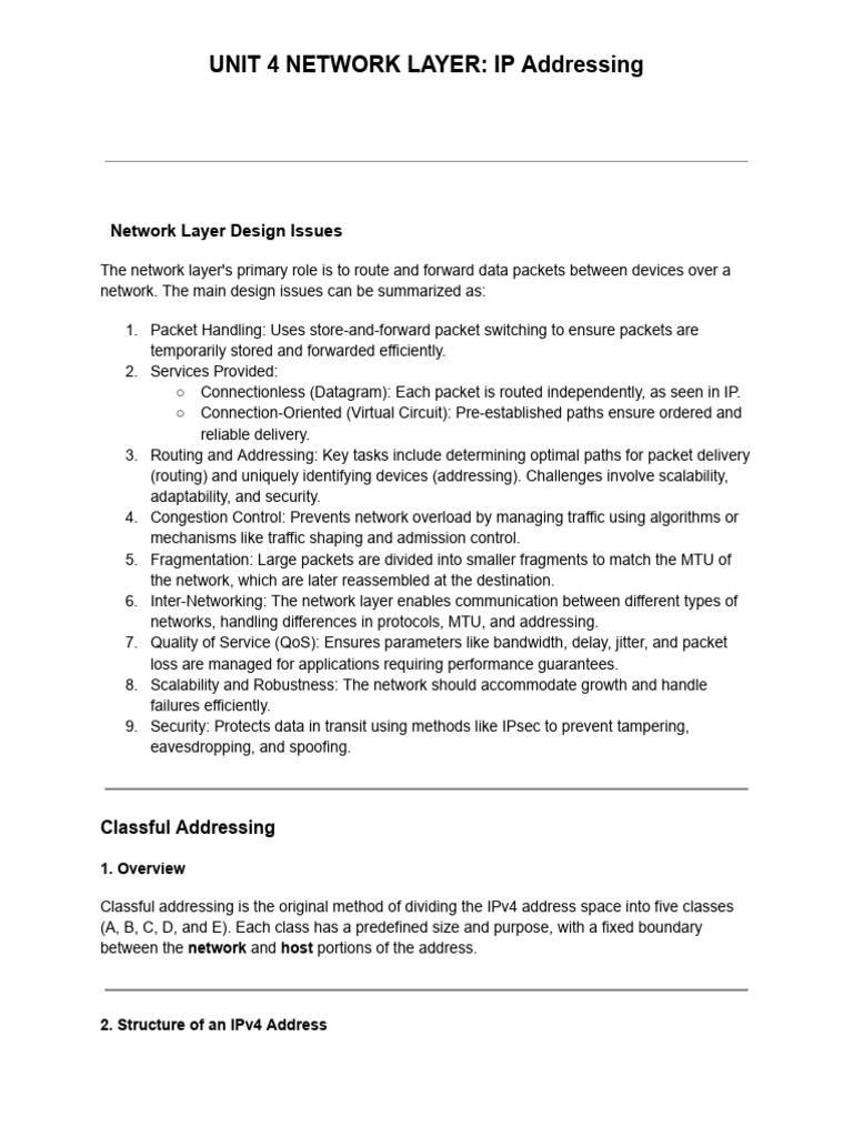NETWORK LAYER - IP Addressing | PDF | I Pv6 | Internet Protocols