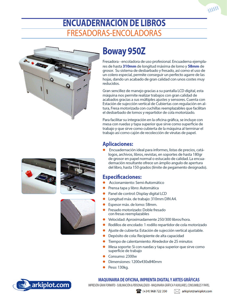 Boway 950Z: Encuadernación de Libros | PDF | Encuadernación | Papel