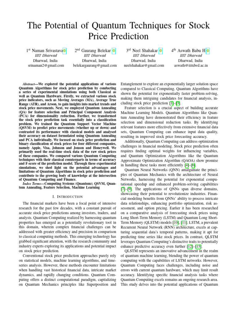 The Potential of Quantum Techniques For Stock Pric | PDF | Quantum ...