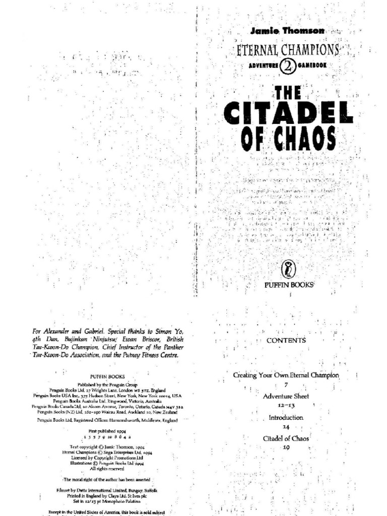 Eternal Champions Adventure Gamebook 2 Citadel of Chaos UK Book | PDF