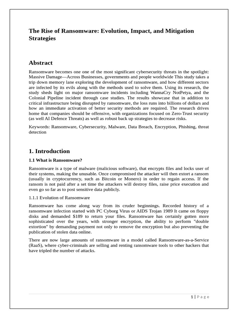 The Rise of Ransomware: Evolution, Impact, and Mitigation Strategies ...