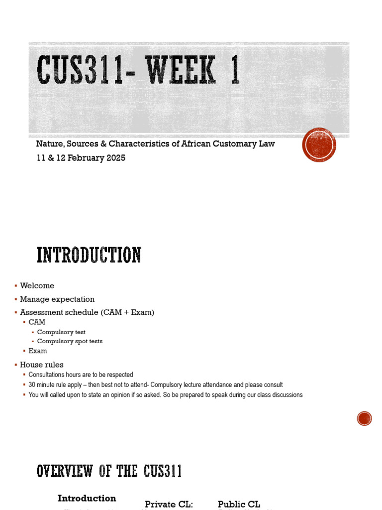 Week 1 Class lecture - 2025 | PDF | Common Law | Marriage
