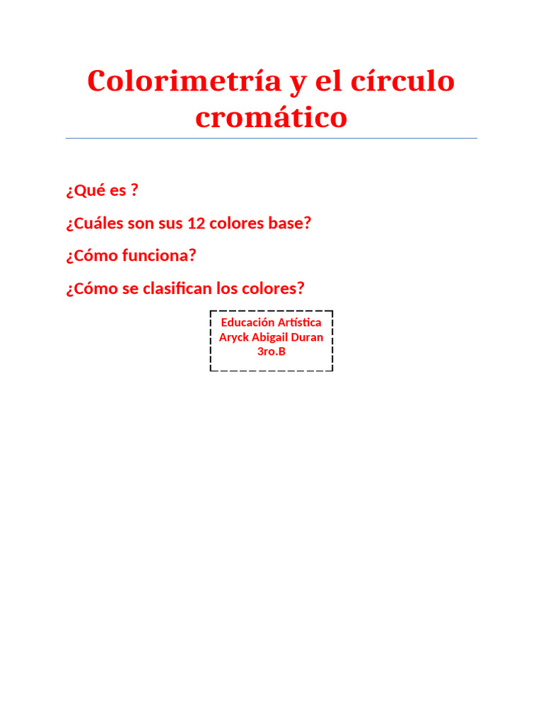 Círculo Cromático en Colorimetría | PDF | Color | Sistema visual
