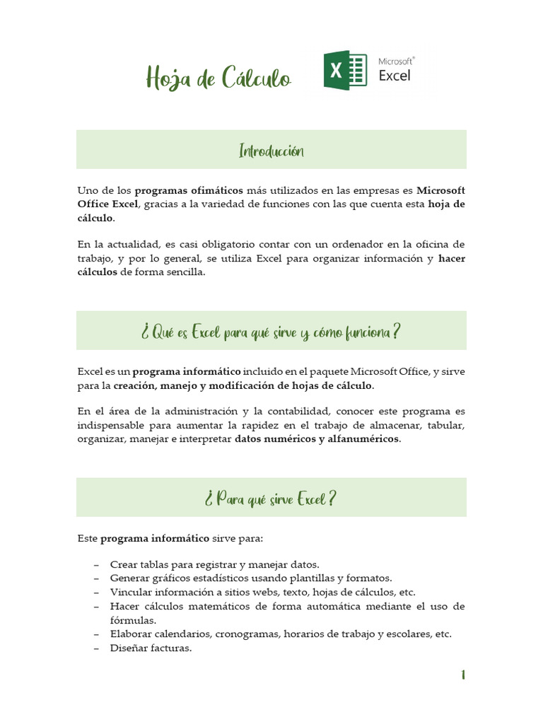 4 - Hoja de Cálculo - Excel - TIC 4º E | PDF | Microsoft Excel | Hoja de cálculo