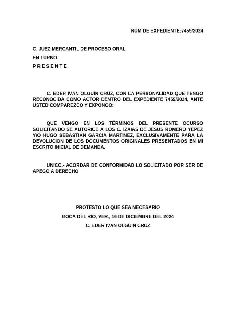 Prom. Debolucion de Documentos Eder | PDF